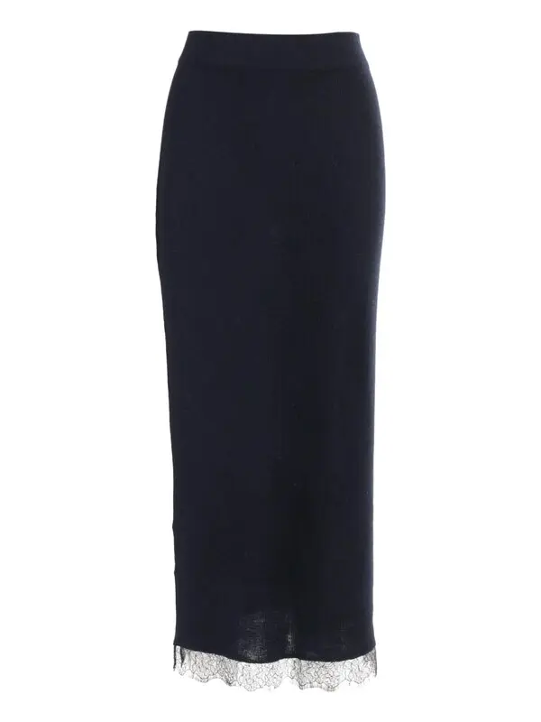 Arch4 Lace Trim Knitted Skirt - Black
