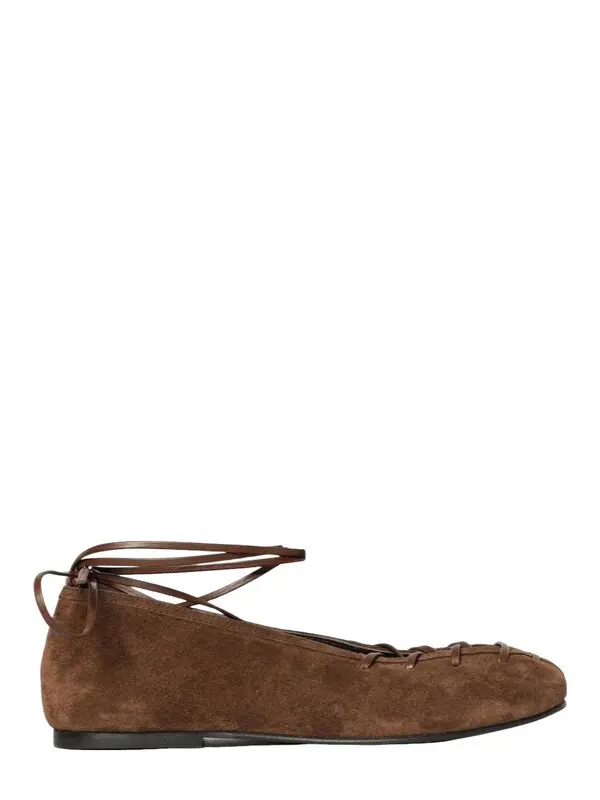 ALOHAS Lace-up Square-toe Flats - Brown