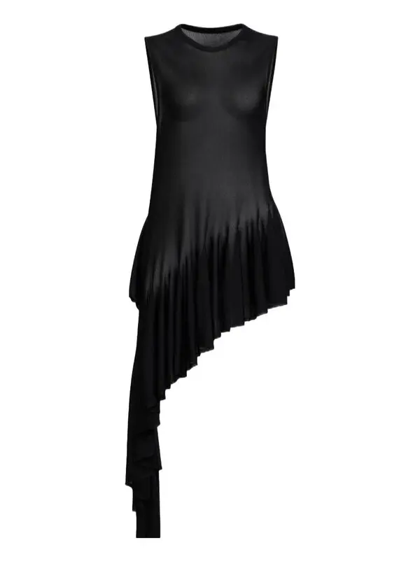 Alaïa Asymmetrical Godet Knit Top - Black