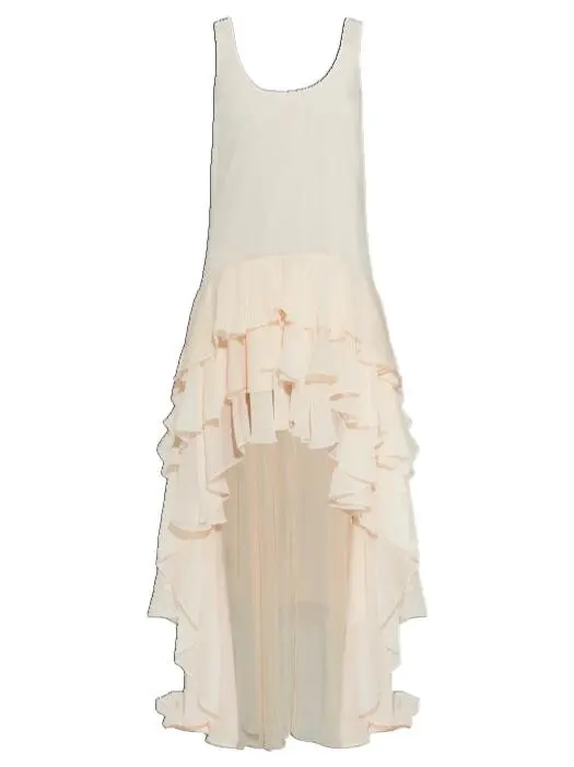 ROTATE BY BIRGER CHRISTENSEN Tiered Ruffle Dress - Nude
