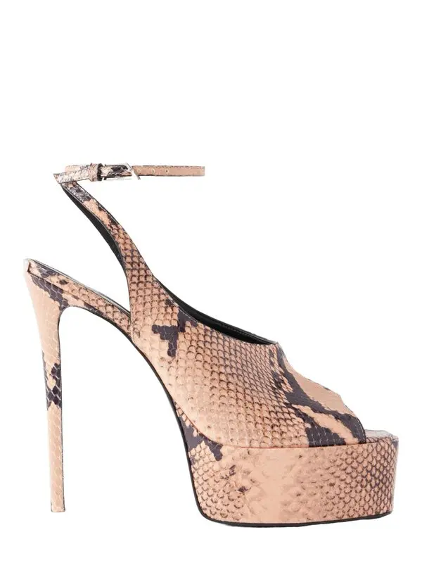 Attico Snake-effect Leather Platform Pumps - Nude