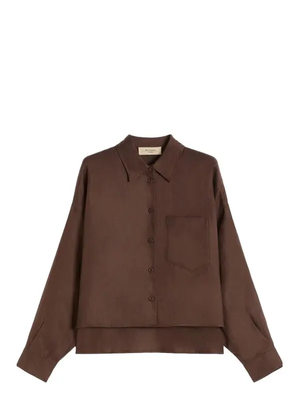Max Mara Chest-pocket Linen Shirt Jacket - Chocolate-colored