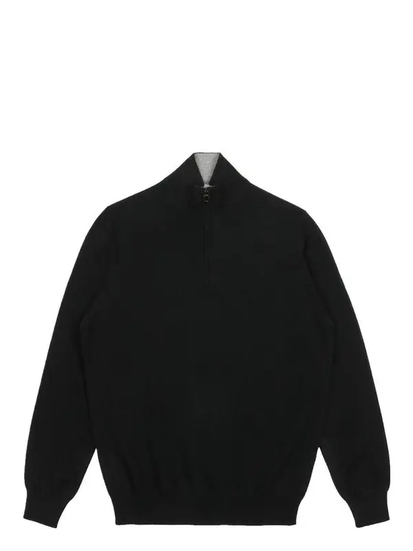 FERRAGAMO Ribbed Quarter Zip Sweater - Black