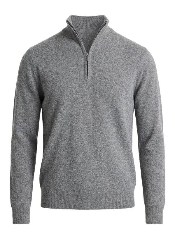 Vince Quarter-zip Rib Knit Pullover - Medium Hemp Gray