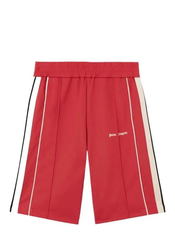 Palm Angels Logo Print Track Shorts - Red Off White