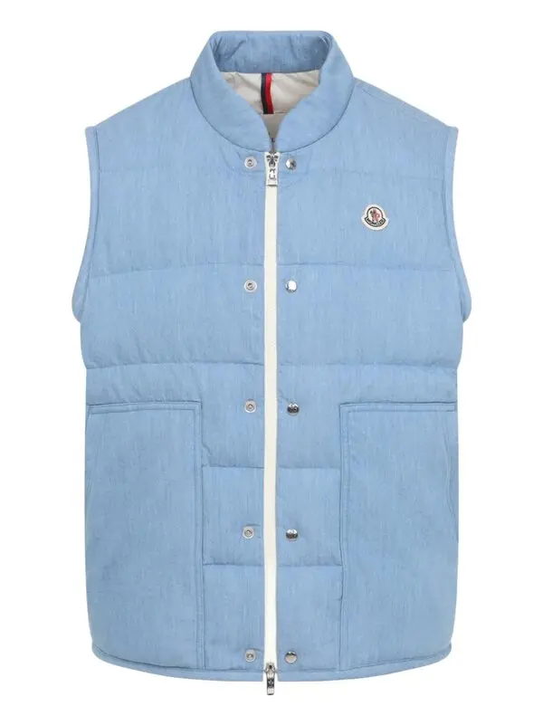 Moncler Logo Patch Padded Gilet - Light Blue