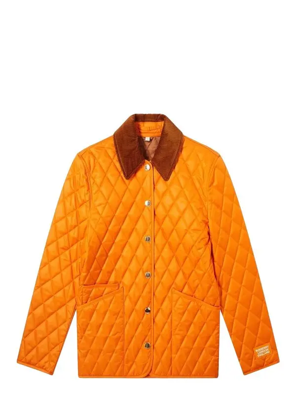 Burberry Corduroy Collar Diamond-quilted Jacket - Orange