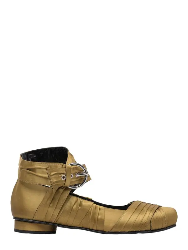 ALOHAS Volant Ballet Flats With Buckled Ankle Strap - Golden
