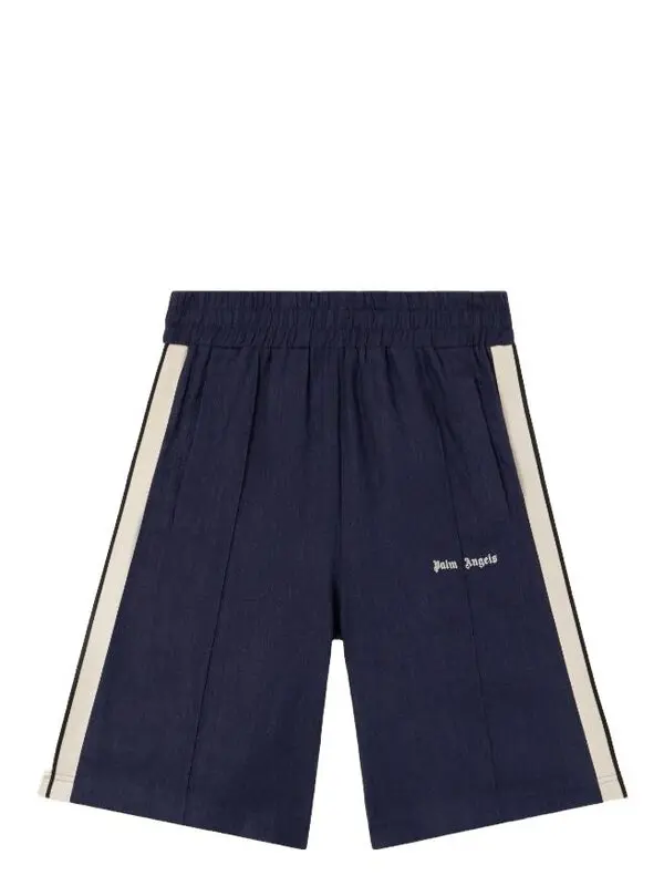 Palm Angels Side Striped Track Shorts - Navy Blue Off White