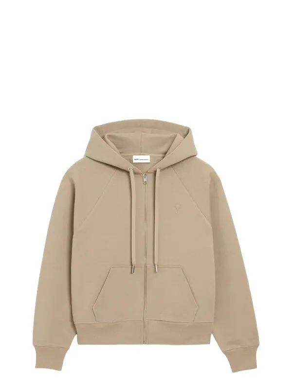 Ami De Coeur Zip-up Hoodie - Taupe