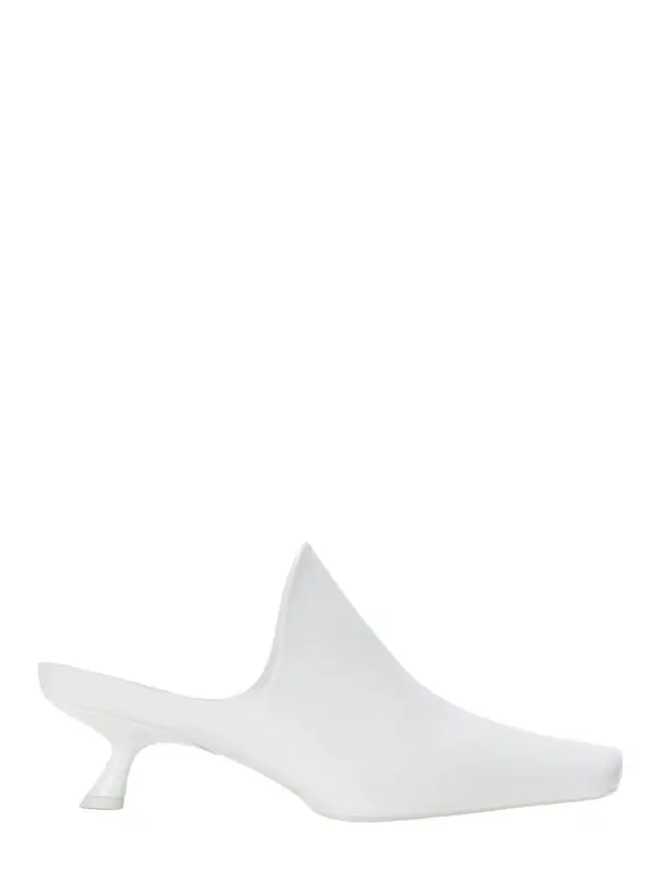 Loewe Emily Square-toe Kitten-heel Mules In Lambskin - Optical White