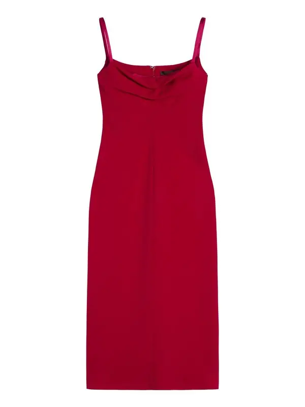 Max Mara Cowl Neck Spaghetti Strap Midi Dress - Geranium
