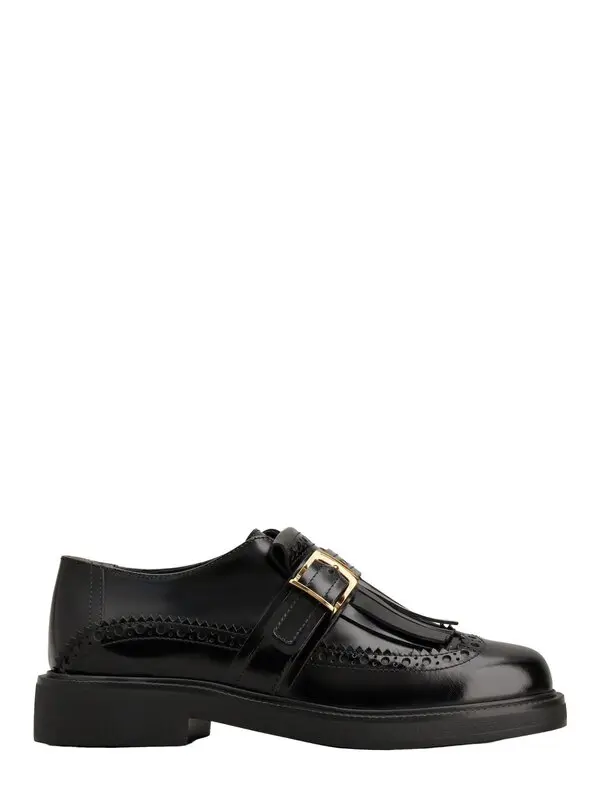 TOD'S Fringe-detail Perforated Loafers With Buckle - Black