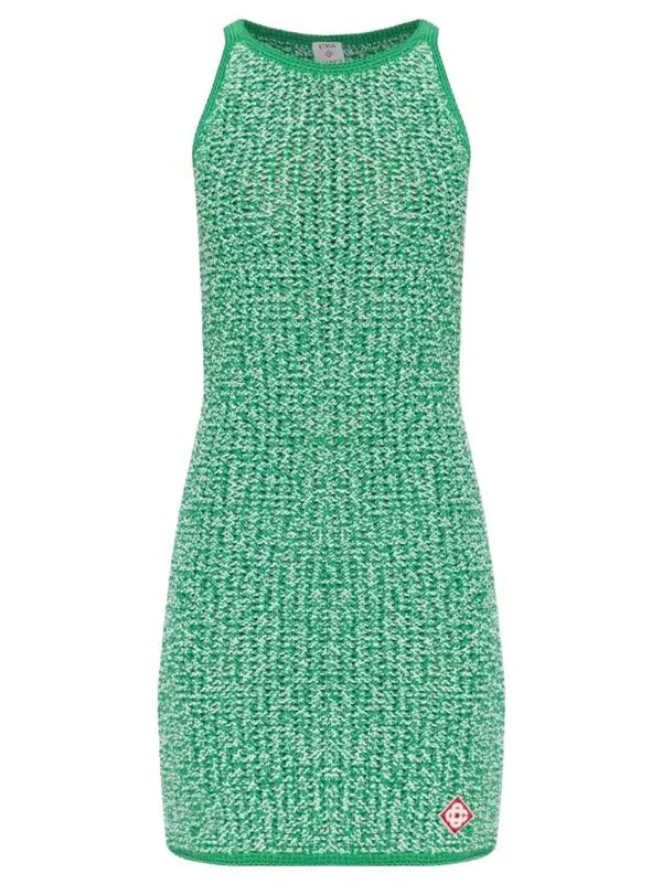 Casablanca Sleeveless Round Neck Dress With Logo Patch - Green