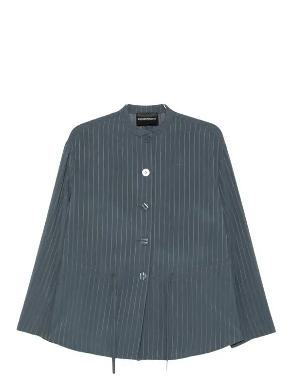 Emporio Armani Drawstring Buttoned Coat - Gray