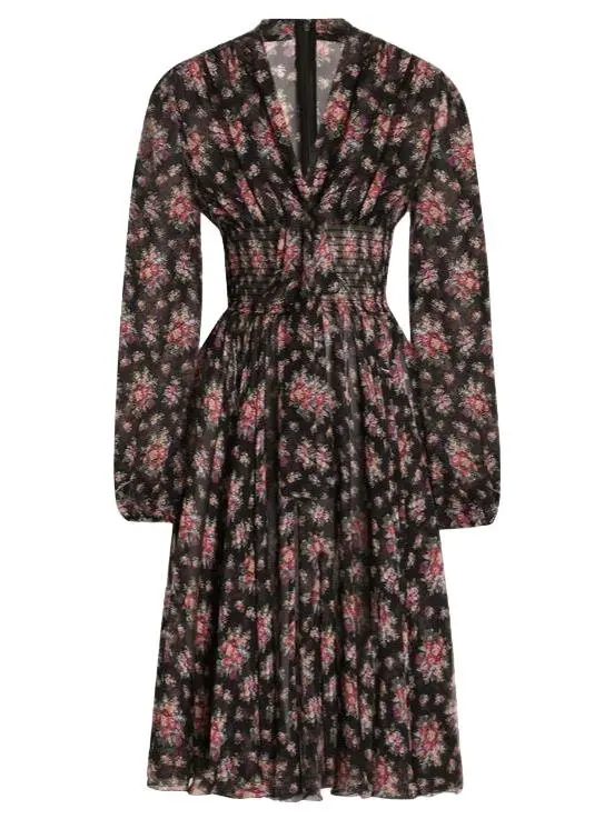 Dolce & Gabbana Long Sleeve Floral Midi Dress - Color