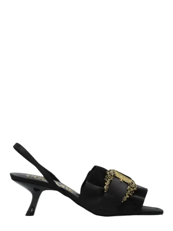 Versace Barocco Buckle Ruffled Sandals - Black