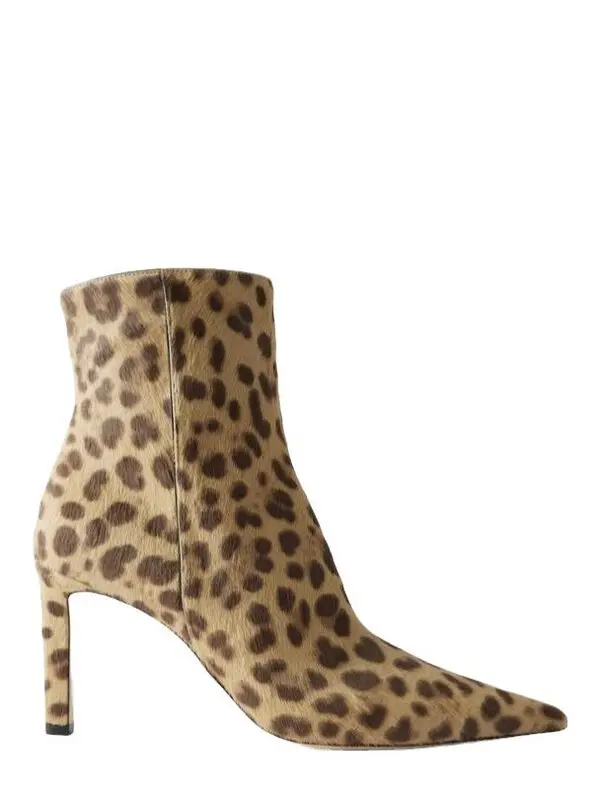 JIMMY CHOO Leopard-print Pony Hair Ankle Boots - Brown