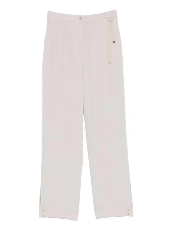 Herno Grosgrain-detail Slit-hem Trousers - Light Grey