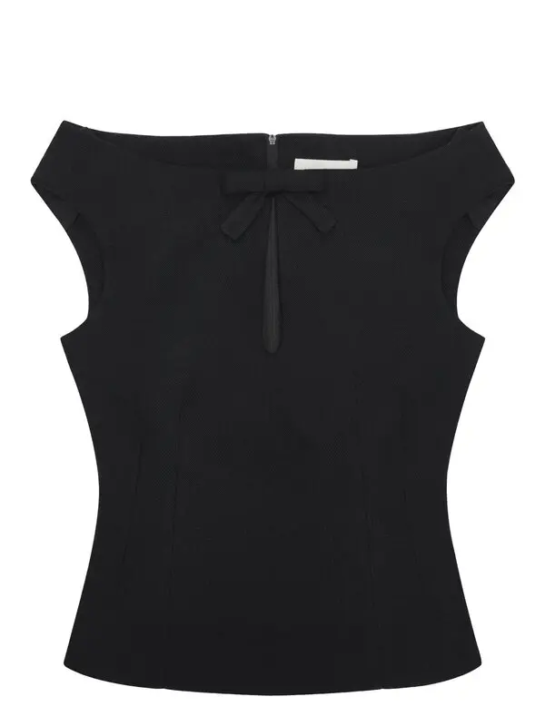 SHUSHU/TONG Sleeveless Top With Bow Detail - Black