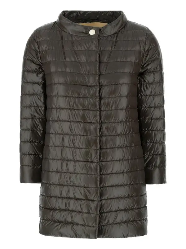 Herno Quilted Long Jacket With Button Closure - Black