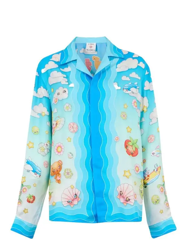 Casablanca Printed Silk Shirt - Blue