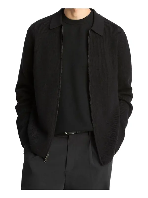 Vince Shaker-stitch Zip Knitwear - Black