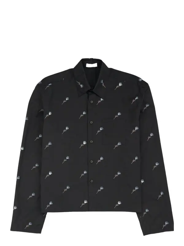 RIER Floral Embroidered Shirt - Black