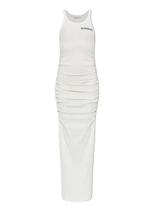 MISBHV Sleeveless Ruched Maxi Dress - White
