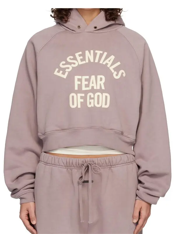 Fear Of God Cropped Logo Hoodie - Nude