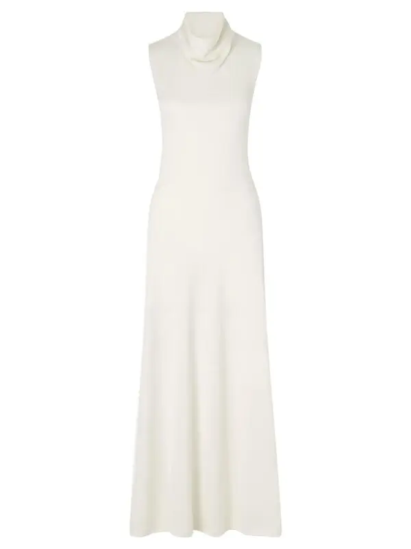 TOM FORD Draped Wool-blend Piqué Maxi Dress - White