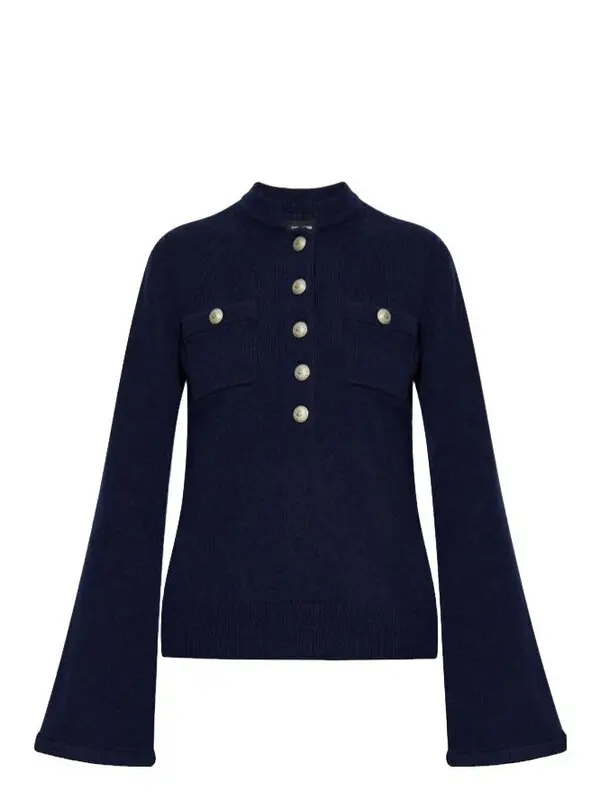 Zadig&Voltaire Flared Sleeve Button Detail Jumper - Black