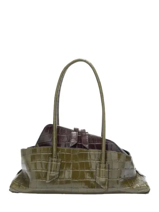 Attico La Passeggiata Small Crocodile Effect Leather Bag - Green