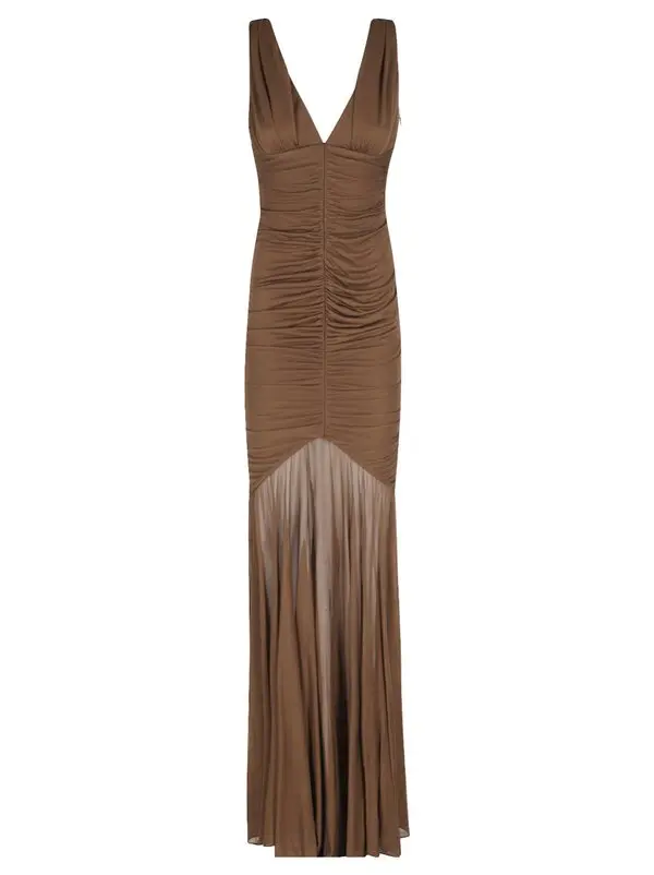 Giuseppe Di Morabito V-neck Draped Dress - Brown