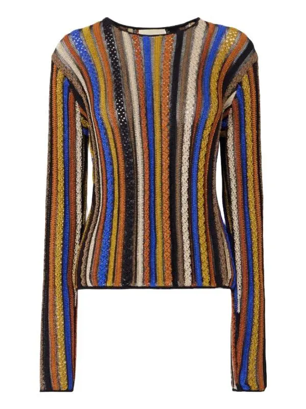 Ulla Johnson Ardith Striped Textured-knit Sweater - Brown