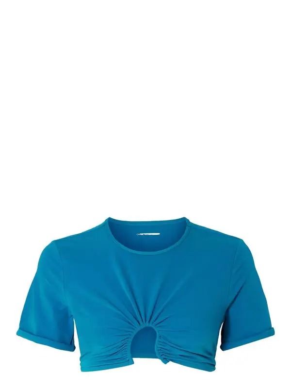 Christopher Esber Pearl Embellished Gathered Top - Blue