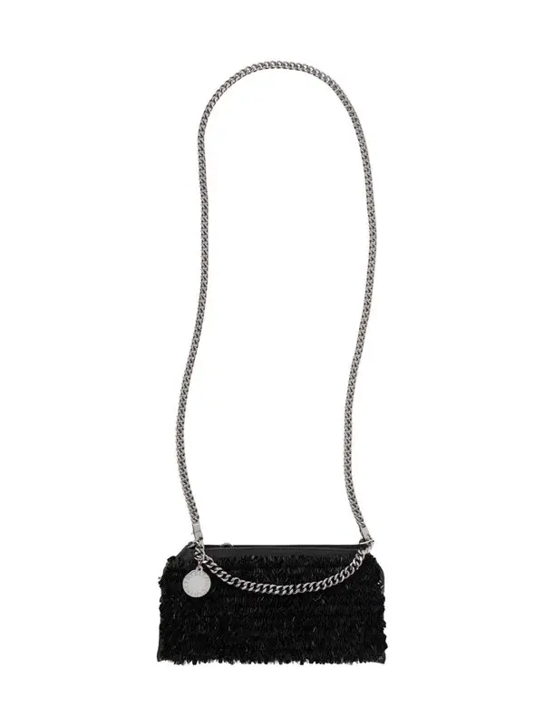 Stella McCartney Falabella Sequin-embellished Satin Shoulder Bag - Black