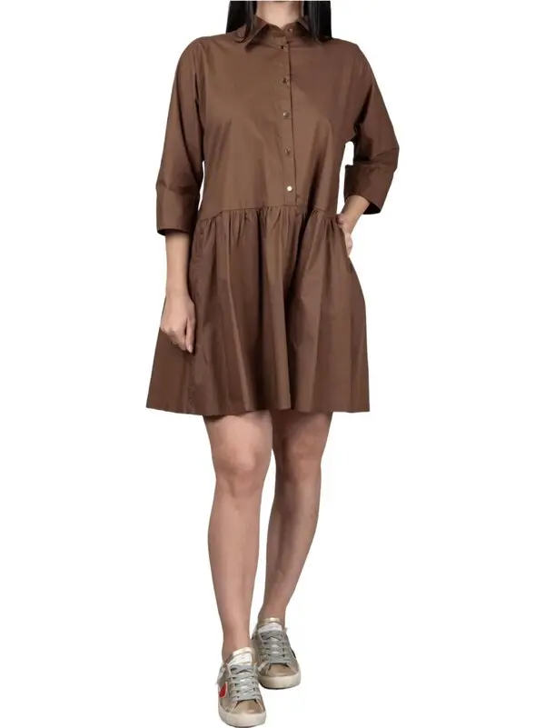 Seventy Gathered-waist Shirt Dress - Brown