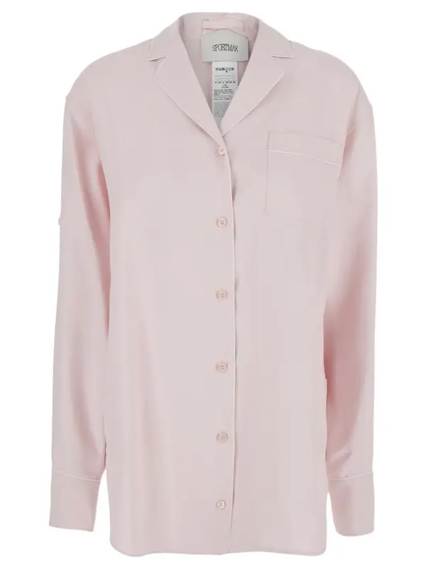 Sportmax Long Sleeve Shirt Dress With Chest Pocket - Pink