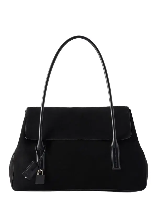 TOM FORD Suede Shoulder Bag With Leather Details - Black