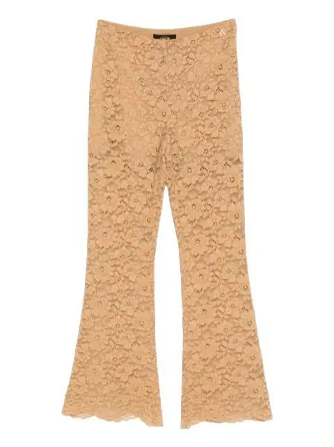 TWINSET Floral Lace Flared Trousers - Nude