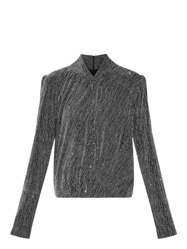 IRO PARIS Long Sleeve High Collar Top - Black