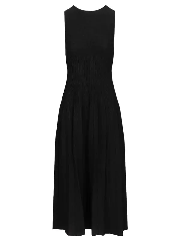 Staud Eluse Sleeveless Midi Dress With Pleating - Black