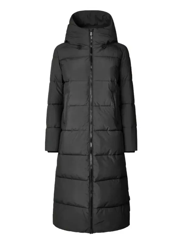 SAVE THE DUCK Hooded Cotton-padded Long Jacket - Black