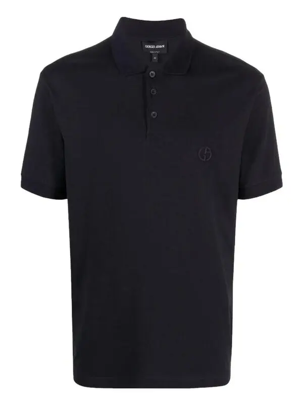 Giorgio Armani Logo Piqué Polo Shirt - Black