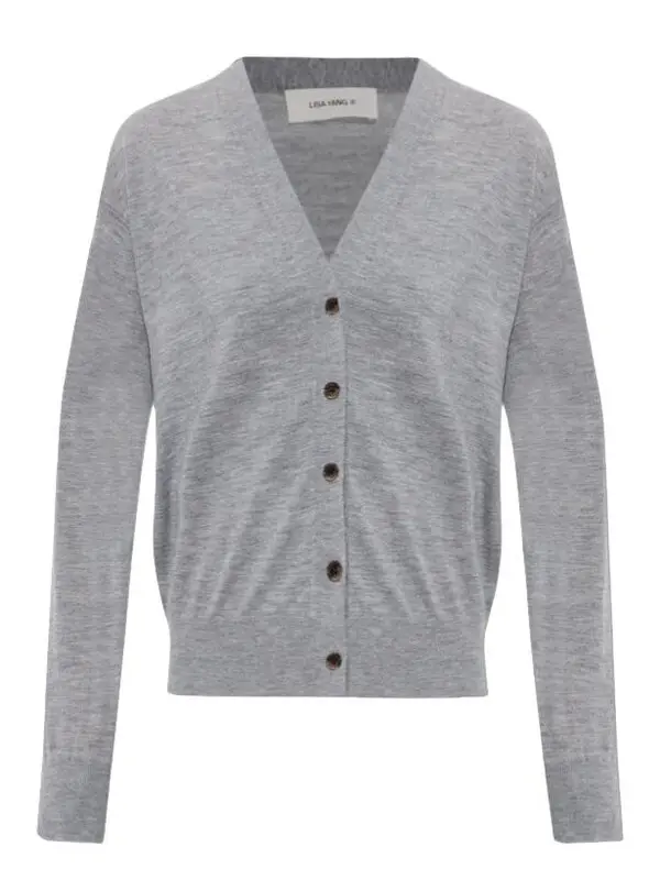 LISA YANG Buttoned V-neck Cardigan - Dark Mist