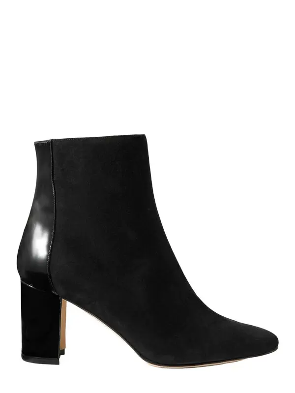 Manolo Blahnik Suede And Patent Leather Ankle Boots - Black