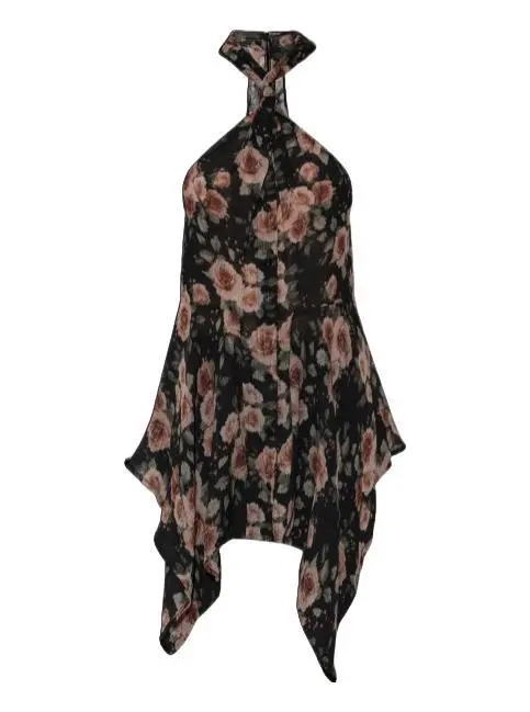 IRO PARIS Sleeveless Floral Print Halterneck Camisole - Black
