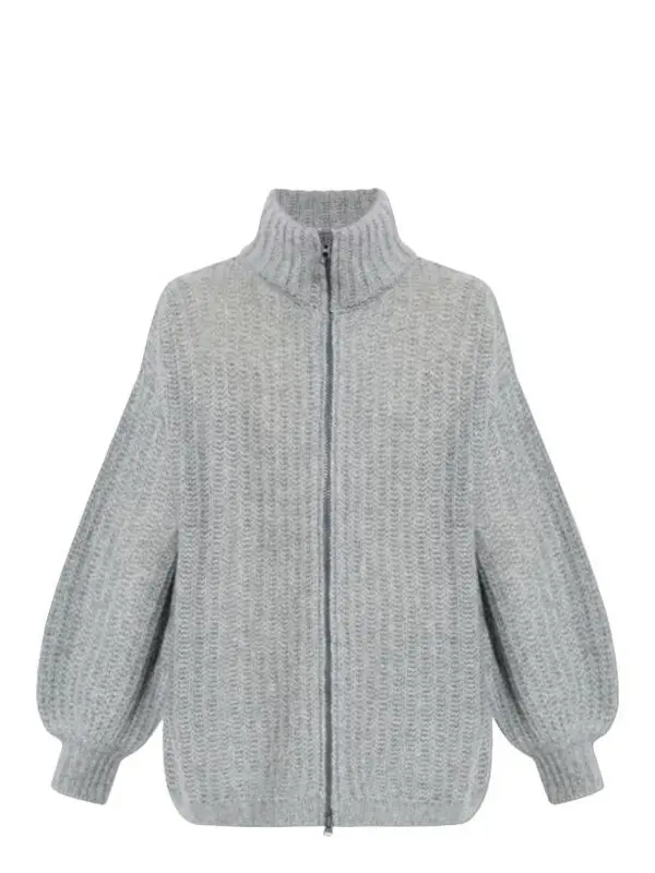 LISA YANG Moralie Zipped Balloon-sleeve Sweater - Cloudy