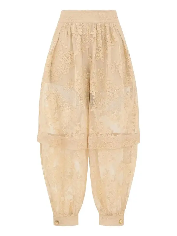 Zimmermann Luna Lace Floral Trousers - Cream